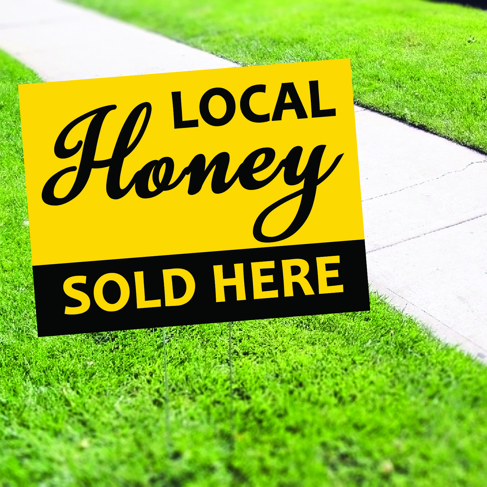 Local Honey Sold Here Yard Sign With Stake Outdoor Honey Shop Coroplast ...