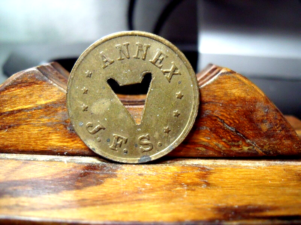J. F. S. ANNEX TRADE Token ODD CENTER HOLE in Token | eBay