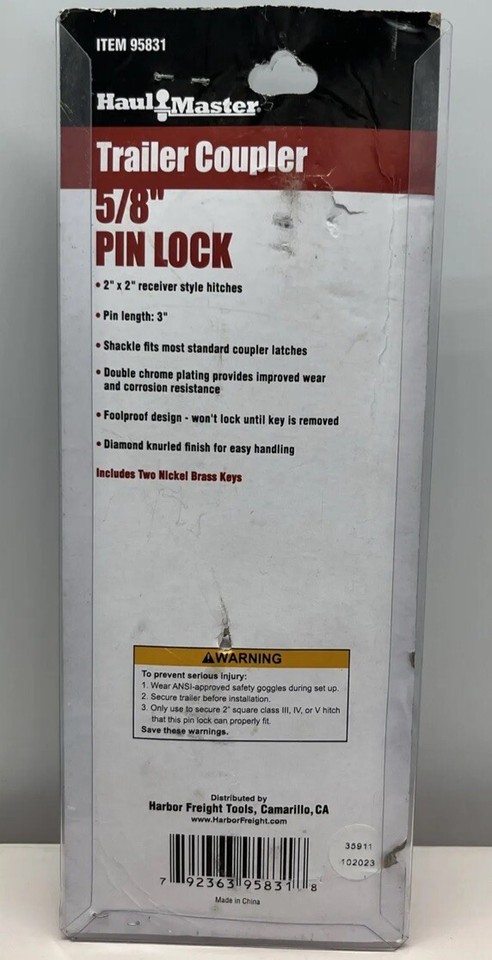 HAUL MASTER LOCKING HITCH PIN KEY LOCK PADLOCK Trailer Coupler 5/8” | eBay