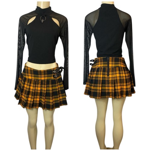 Killstar Set Plaid School Gothic Punk Mini Skirt Skull And Top Size ...