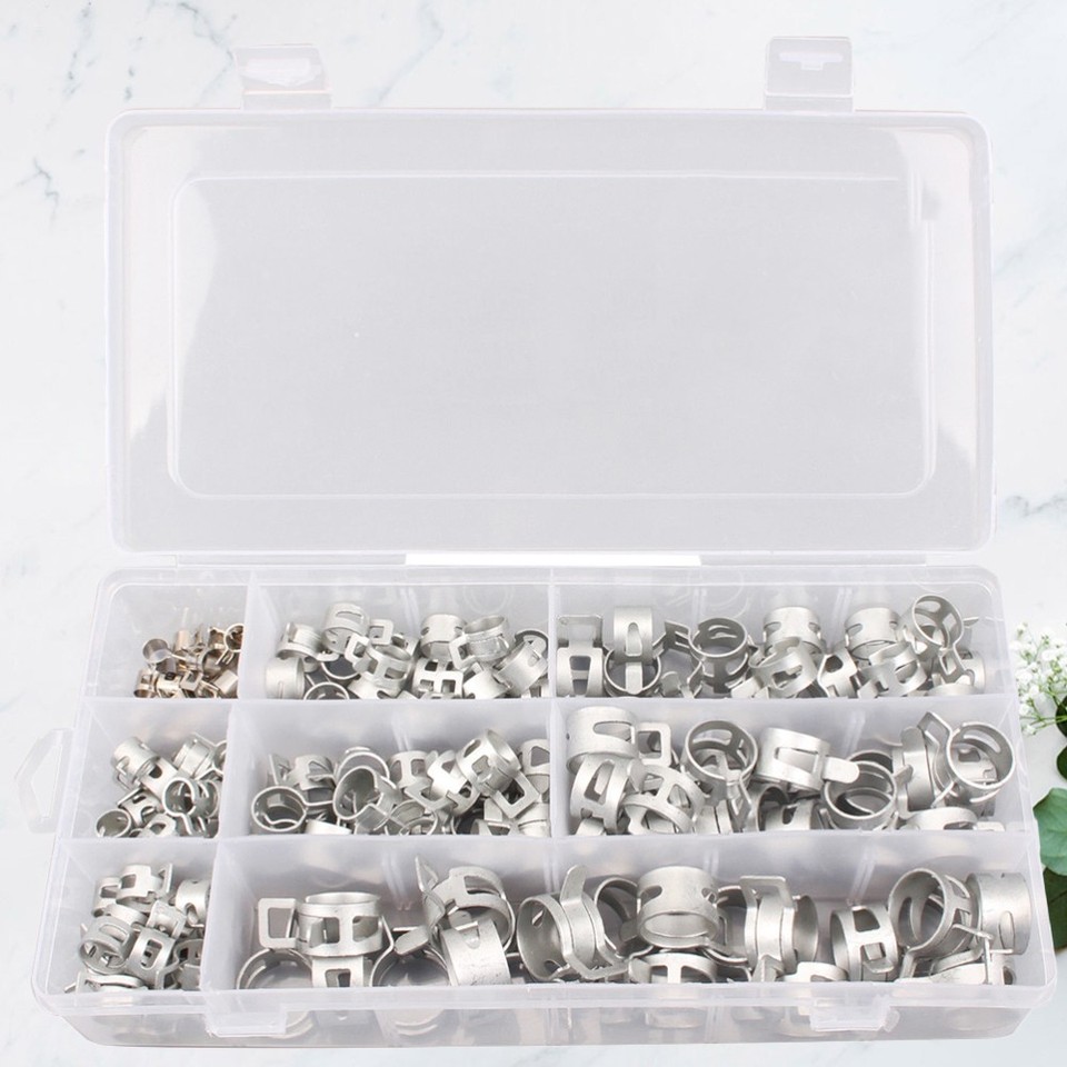 2 Pack Spring Clamps Hose Elastic Metal Hoops Worm-Gear Fastener | eBay UK