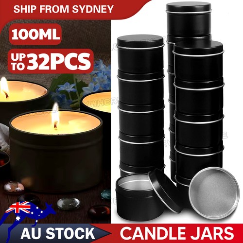 16/32PCS Black Candle Making Tins 50ml Empty Storage Jar w/ Lids Xmas ...