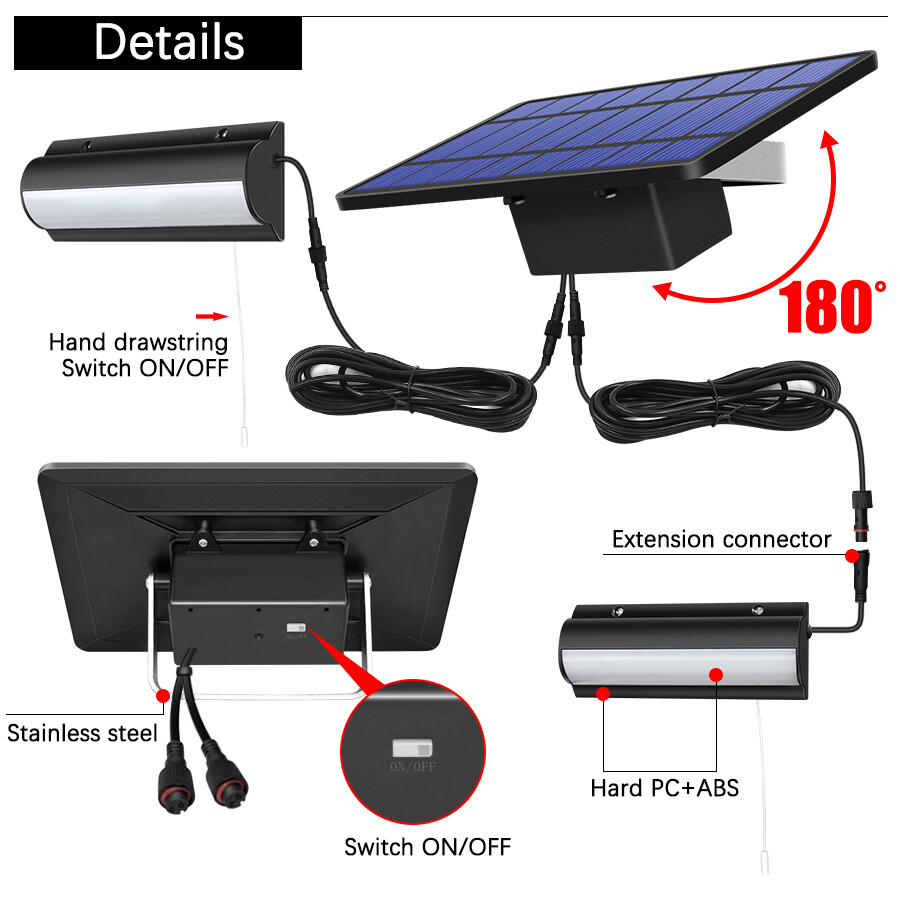 Solar LED Shed Light With Pull Switch For Barn Room Balcony Chicken ...