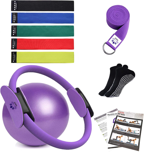 Pilates Ring Set with Mini Ball and Booty Bands for Home Workouts ...
