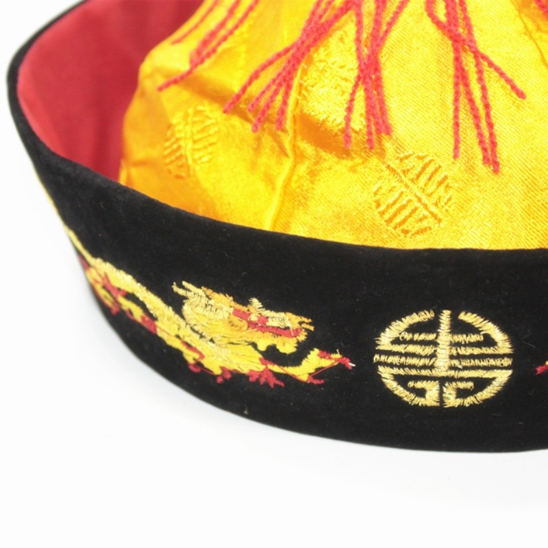 Men Chinaman Hat Dragon Qing Dynasty Emperor Tang Cap China Fancy Dress ...