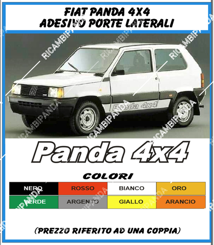 ADESIVO STICKER FIAT PANDA 4x4 SCRITTE LATERALI PORTIERE RICAMBIO ...