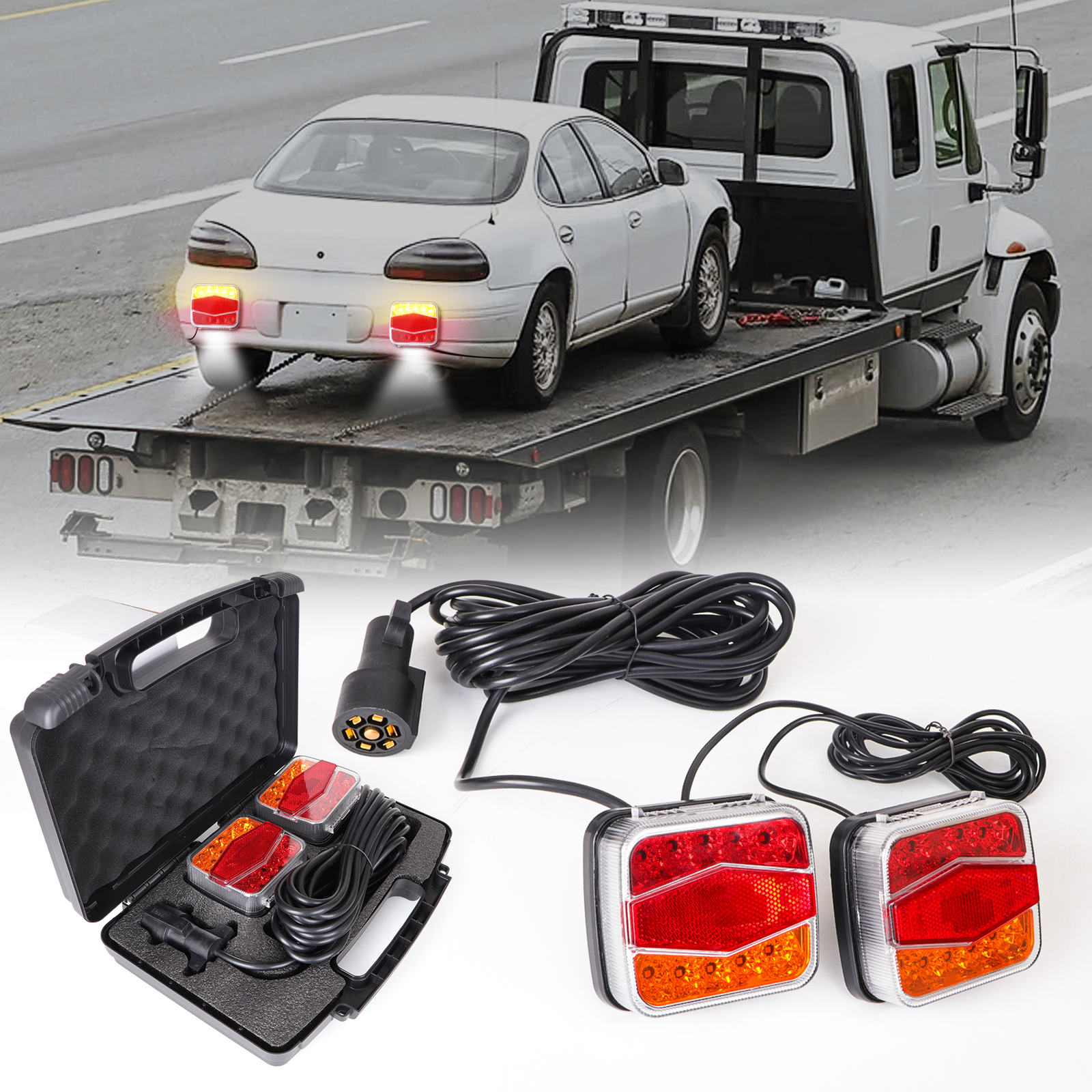 Magnetic Wired LED Towing &Trailer Tail Lights Kit for Trucks Trailers ...