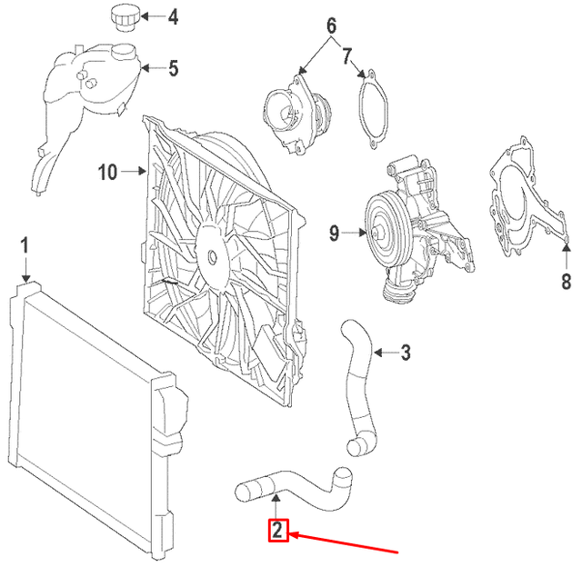 Mercedes-Benz C W204 Radiator Right Lower Hose A2045013782 Genuine for ...
