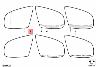 Genuine BMW E70 E70N E71 E72 SAC Door Mirror Glass Plane Left OEM ...