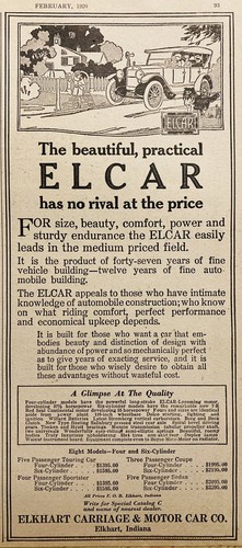 1920 AD(XF11)~ELKHART CARRIAGE & MOTOR CAR CO. ELKHART, IND. ELCAR ...