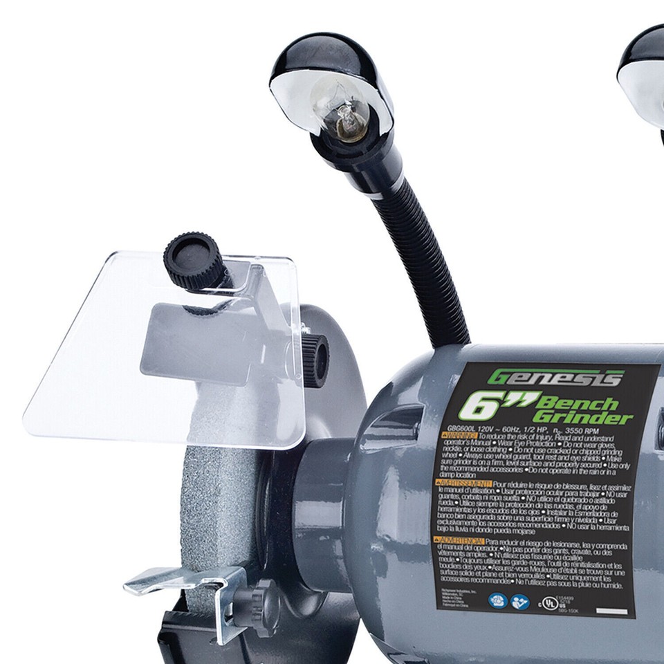 1/2 Hp 6 In Bench Grinder Lights Eye Shields Stable Safe Performance ...