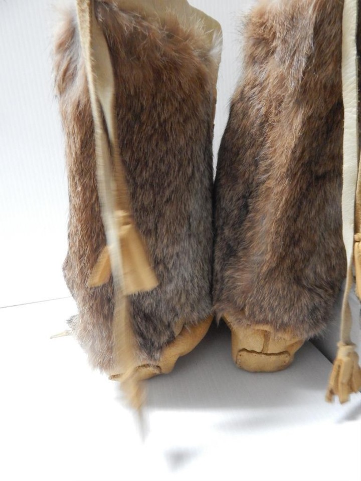 VINTAGE CANADIAN NORTHERN CREE INDIAN HI TOP BEADED BUTTERFLY MUKLUKS ...