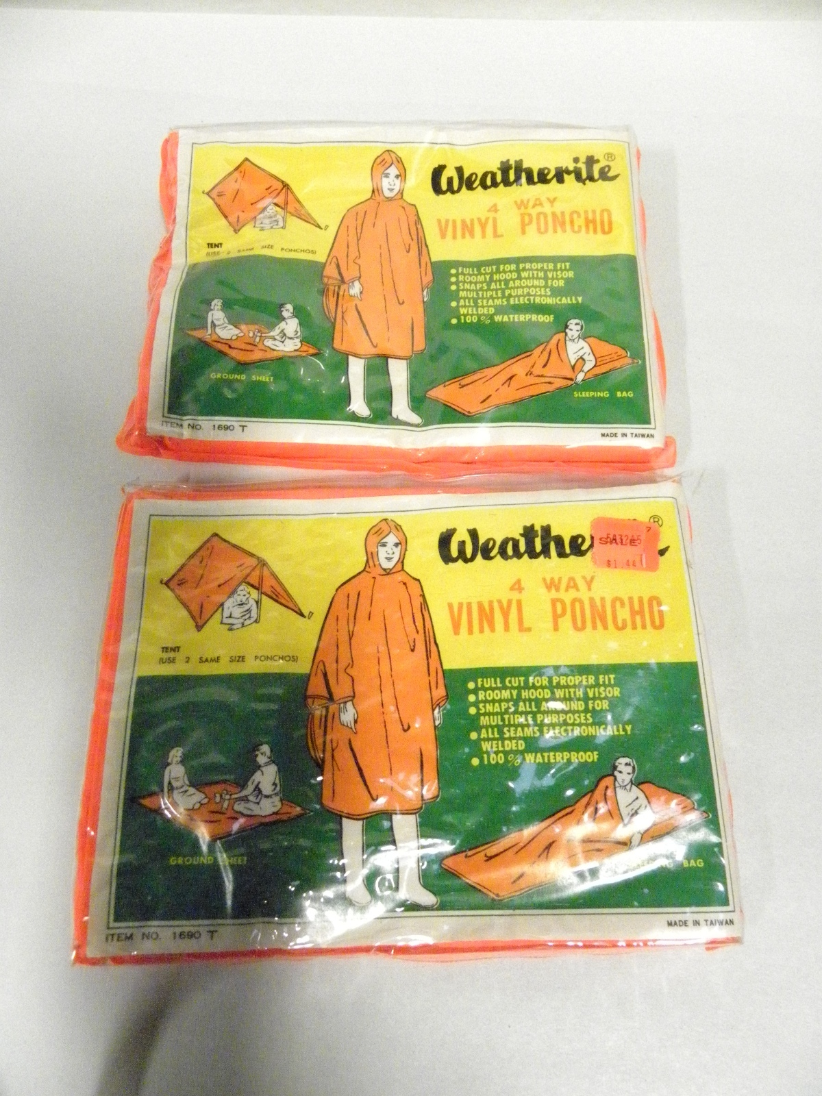 "2" NOS Vintage Weatherite 4-Way Wet Weather Waterproof Vinyl Poncho ...