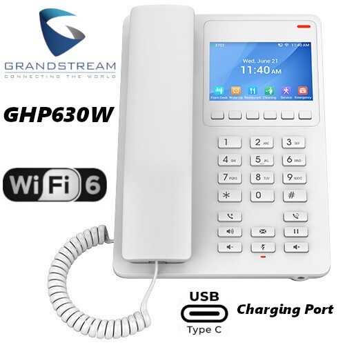 Grandstream GHP630W Desktop Hotel Hospital Phone Color LCD White Dual ...