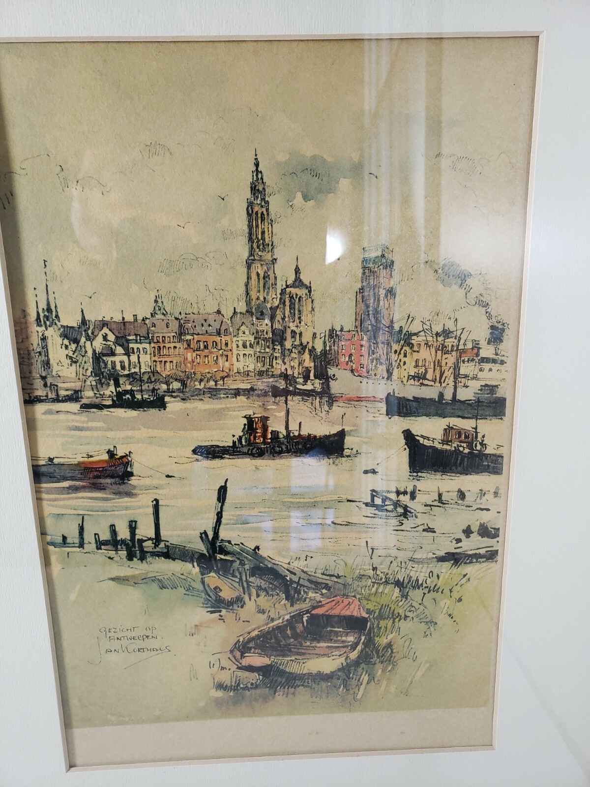 2 Vintage Jan Korthals Paris Prints La Vesdre Verviers & Gezicht Op Antwerpen | eBay