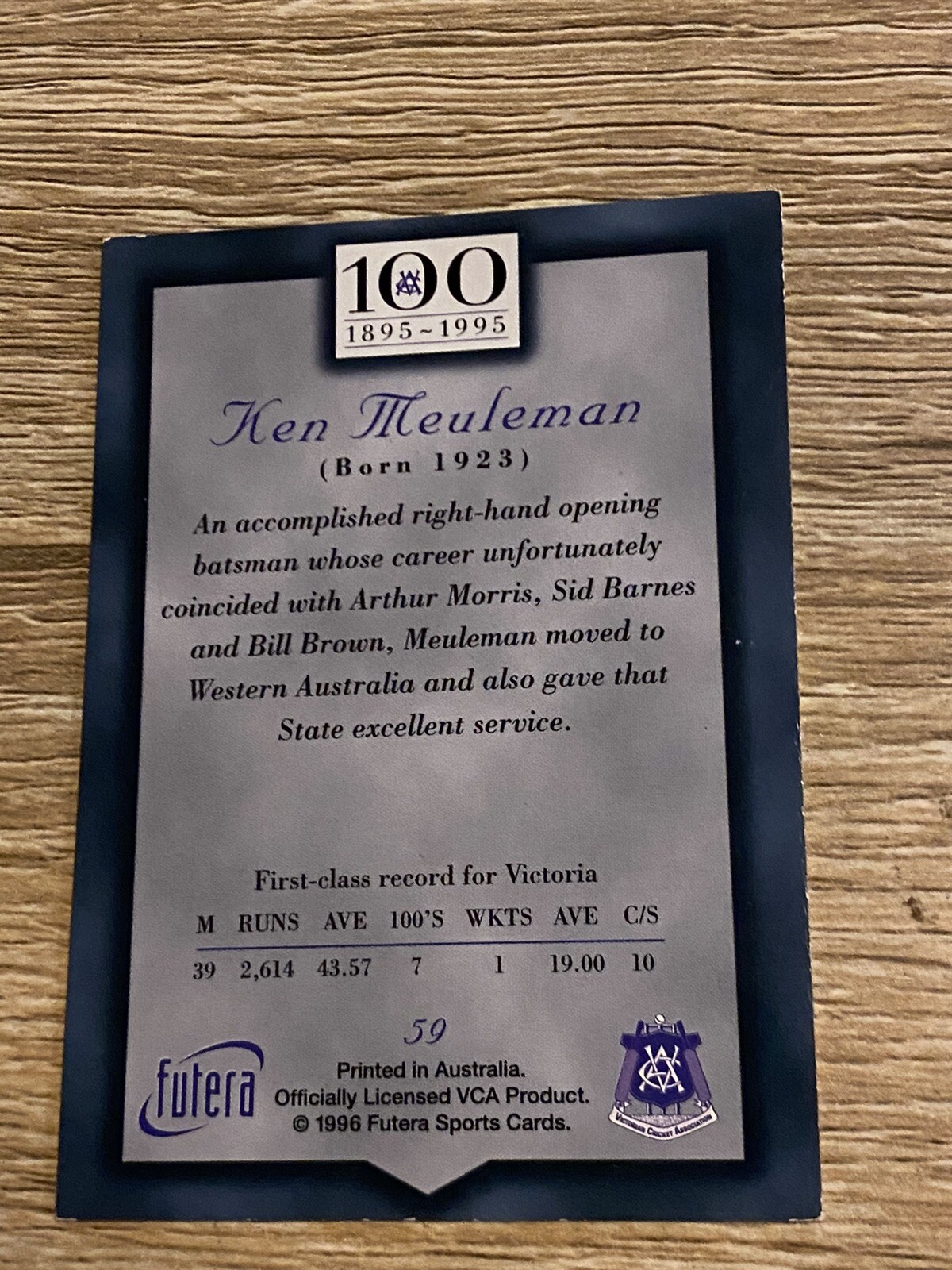 VICTORIA CRICKET ASSOCIATION 100 YEARS CRICKET LIMITED Ken Meuleman | eBay