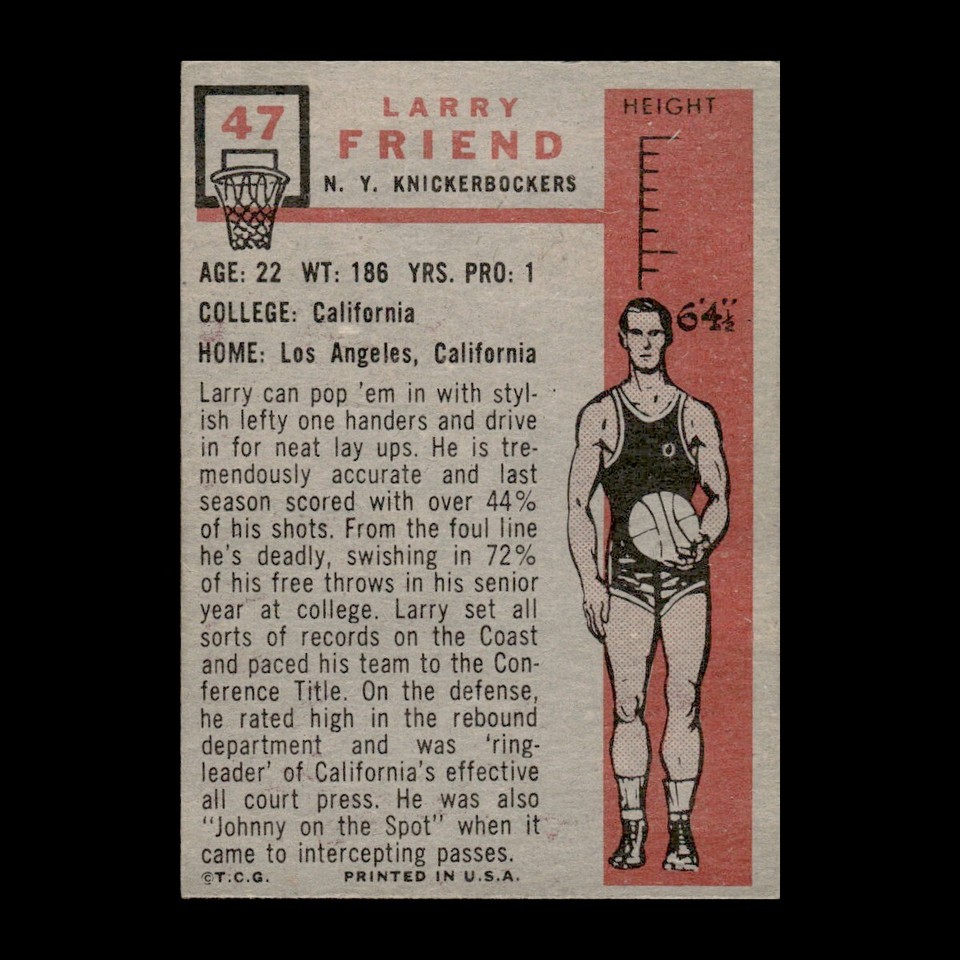 Larry Friend 1957-58 Topps Set-Break # 47 EX-EXMINT *GM - Great ...