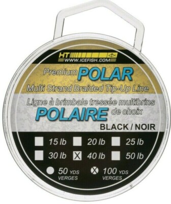 Black 40lb 100yds Premium POLAR MULTI-STRAND Braided Tip-up Ice Fishing ...