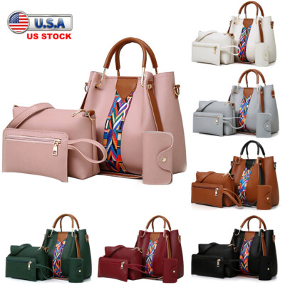 4pcs/Set PU Leather Women Handbag Messanger Bag Purse Wallet Tote ...