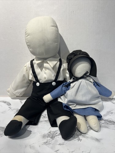 Folk Art Dolls Handmade Faceless Plain Amish Large 18”Boy Small 11 ...