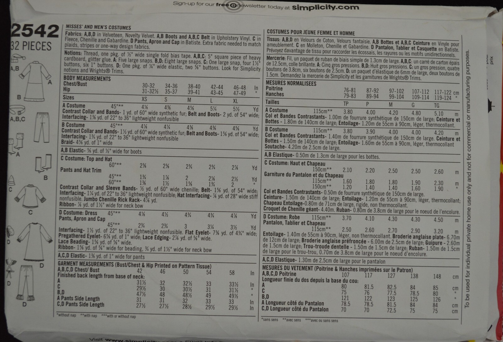 Simplicity Pattern 2542 Christmas Costumes for Adults Santa Elf Mrs ...