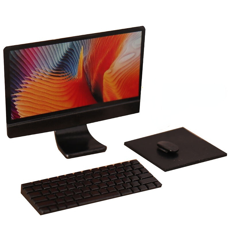 1SET Dollhouse Miniature 1/12 Scale Desktop Computers Keyboard Office ...