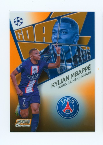2022-23 Kylian Mbappe Topps Stadium Club Chrome Goal Force Orange PSG ...