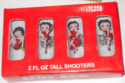 Vintage Betty Boop Tall Shot Shooters Glasses Set of 4 HTF Party Fun ...