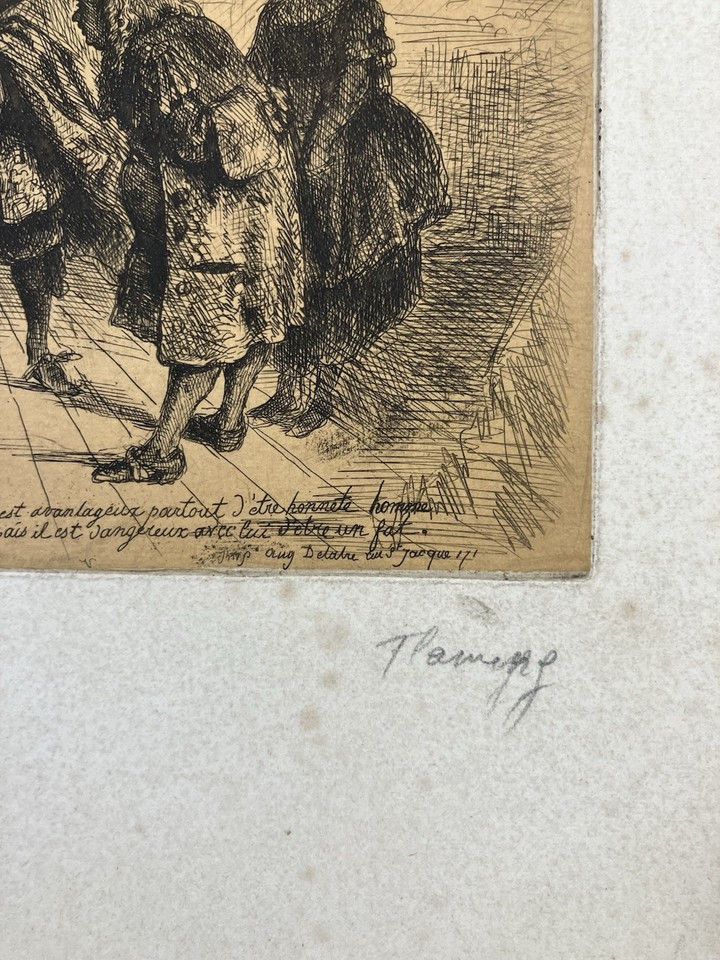 Léopold Flameng (1831-1911) Incisione "Benserade Che Legge" Su Molière ...