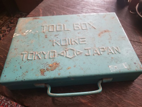Rare Vintage Koike Embossed Steel Tool Box Tokyo Japan Turquoise 1950s ...
