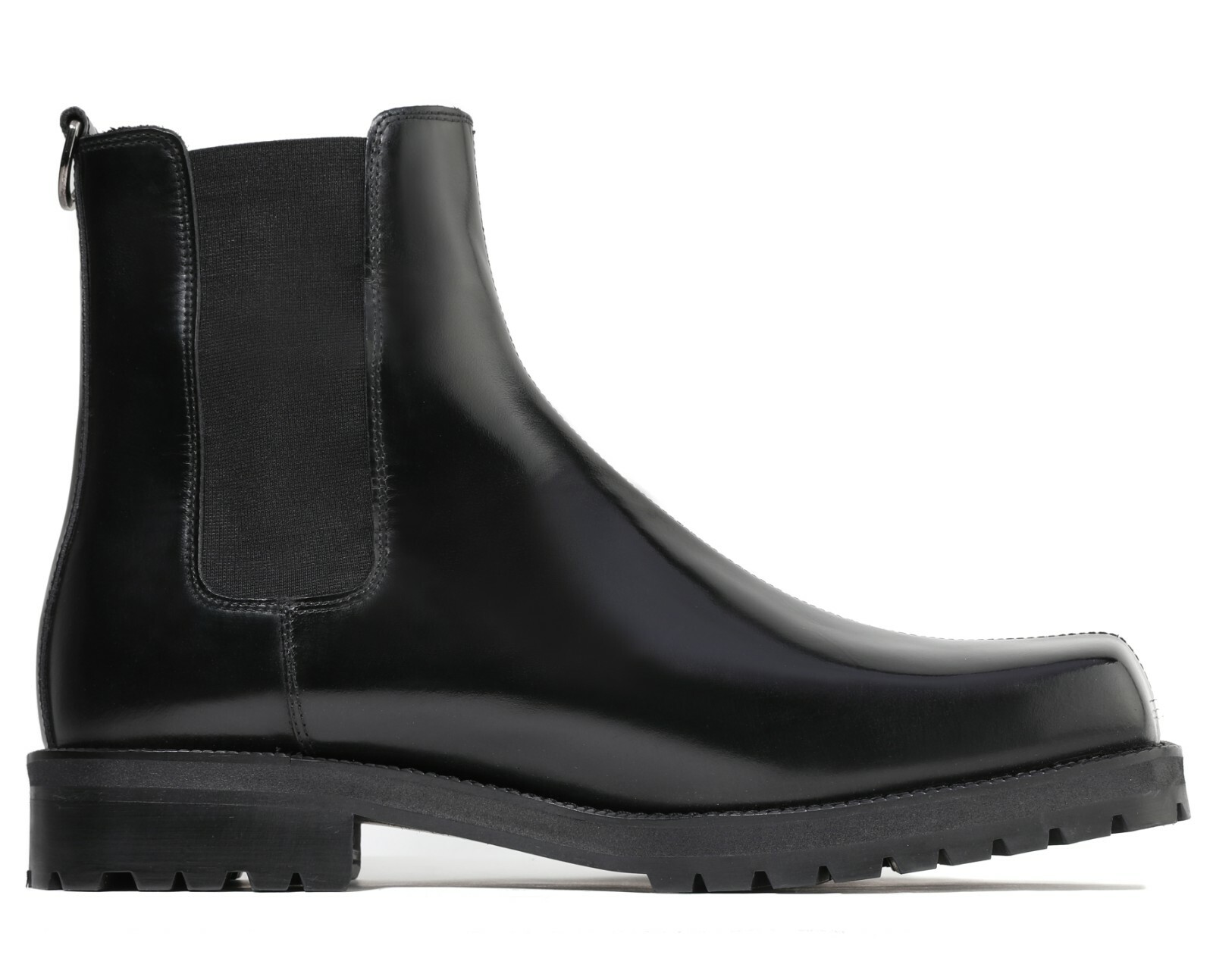 Firenze Atelier Men's Black Leather Split Square Toe Chelsea Boots ...