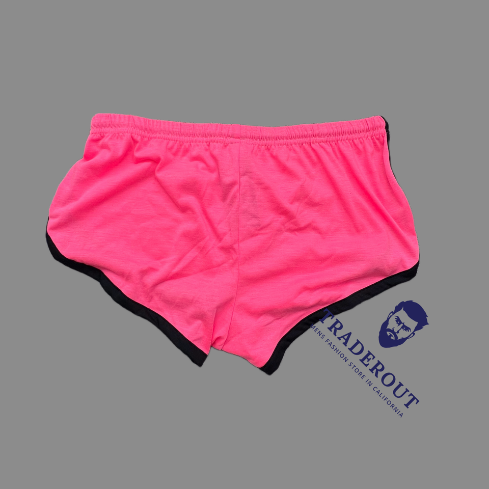 N2N Bodywear Men neon pink starburst split gym booty shorts size M L XL ...