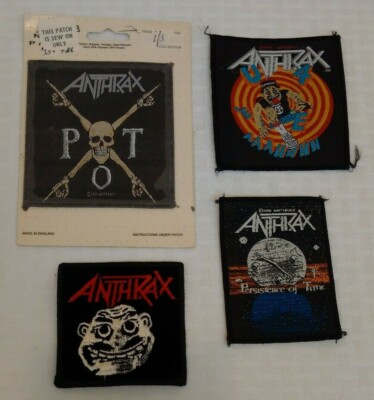 4 Diff Vintage ANTHRAX Band Pot Cloth Woven Sew Patch Lot Thrash Jacket 1980s | eBay