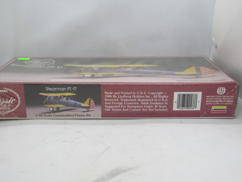 Lindberg Stearman PT-17 Airplane Model Kit 1/48 533 | eBay
