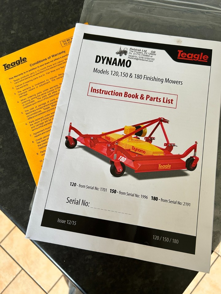 Teagle Dynamo 180 1.8m 6 ft tractor mounted triple deck mower used with ...