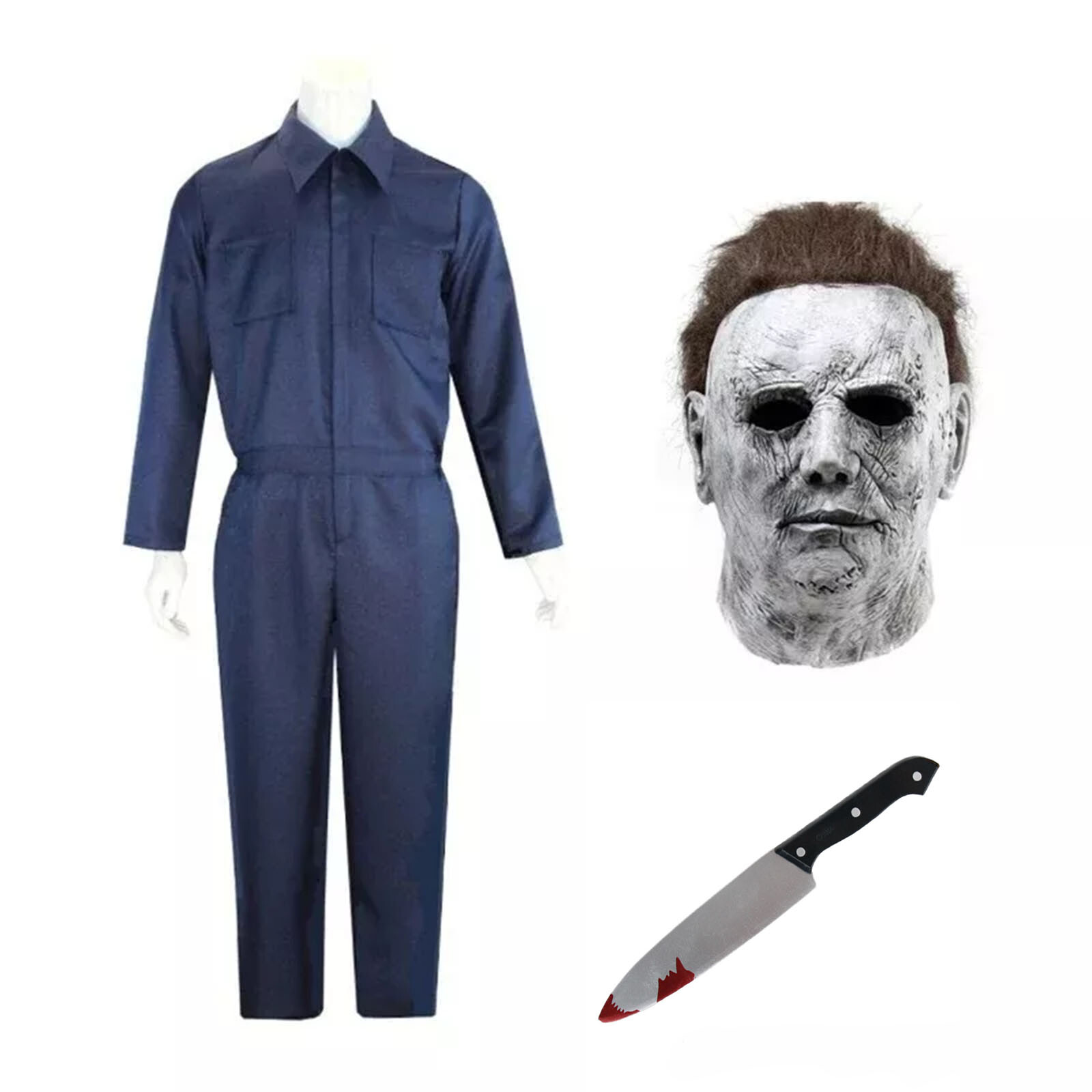 Adult Michael Myers Cosplay Costume Mask Props Halloween Jumpsuit ...