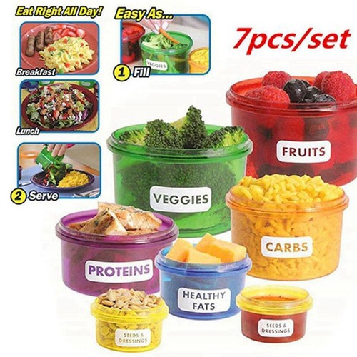 7Pack Portion Control Container Healthy Eating Pots Marked Weight Loss ...