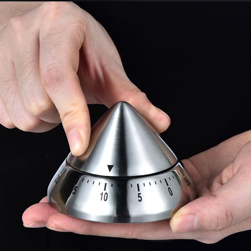 Cone Shaped Stainless Steel Kitchen Timer 60 Minutes Mechanical Cooking ...