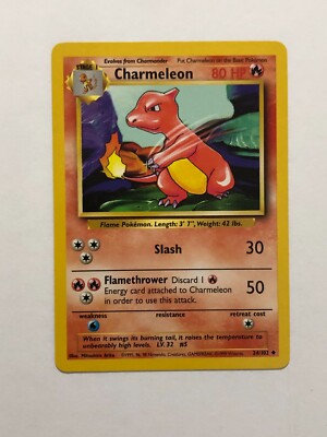 Pokemon Card Base Set Unlimited Charmeleon 24/102 Near Mint | eBay