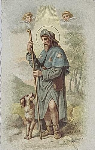 c1890s Patron of Dogs Saint Roch Majorcan Catholic Antique Holy Prayer ...