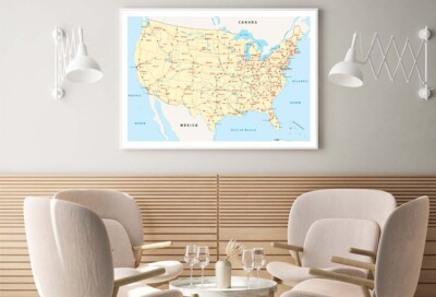 US Interstate Highway Map Print Premium Poster High Quality | eBay ...