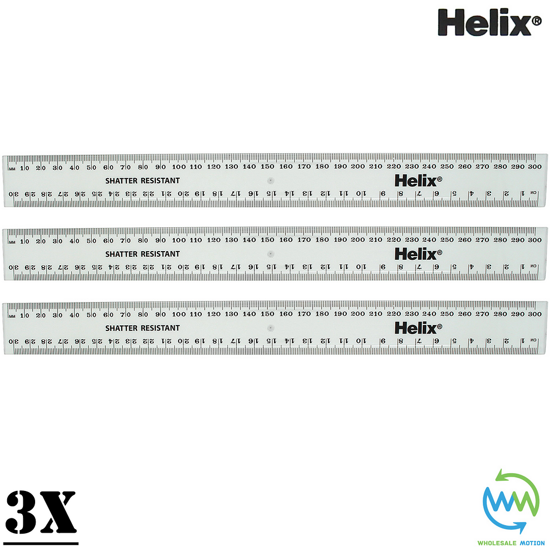 HELIX 30cm Ruler WHITE 12" SHATTER RESISTANT School Exam 12 Inch Rulers ...