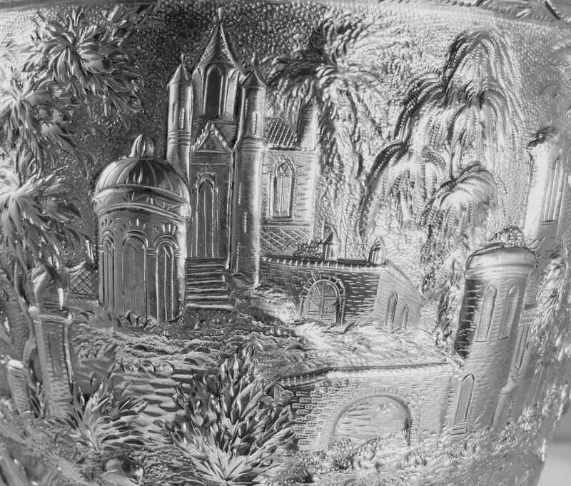 SAMUEL KIRK SILVER CASTLE PATTERN EWER, OF CHRISTIAN & CHINESE INTEREST ...