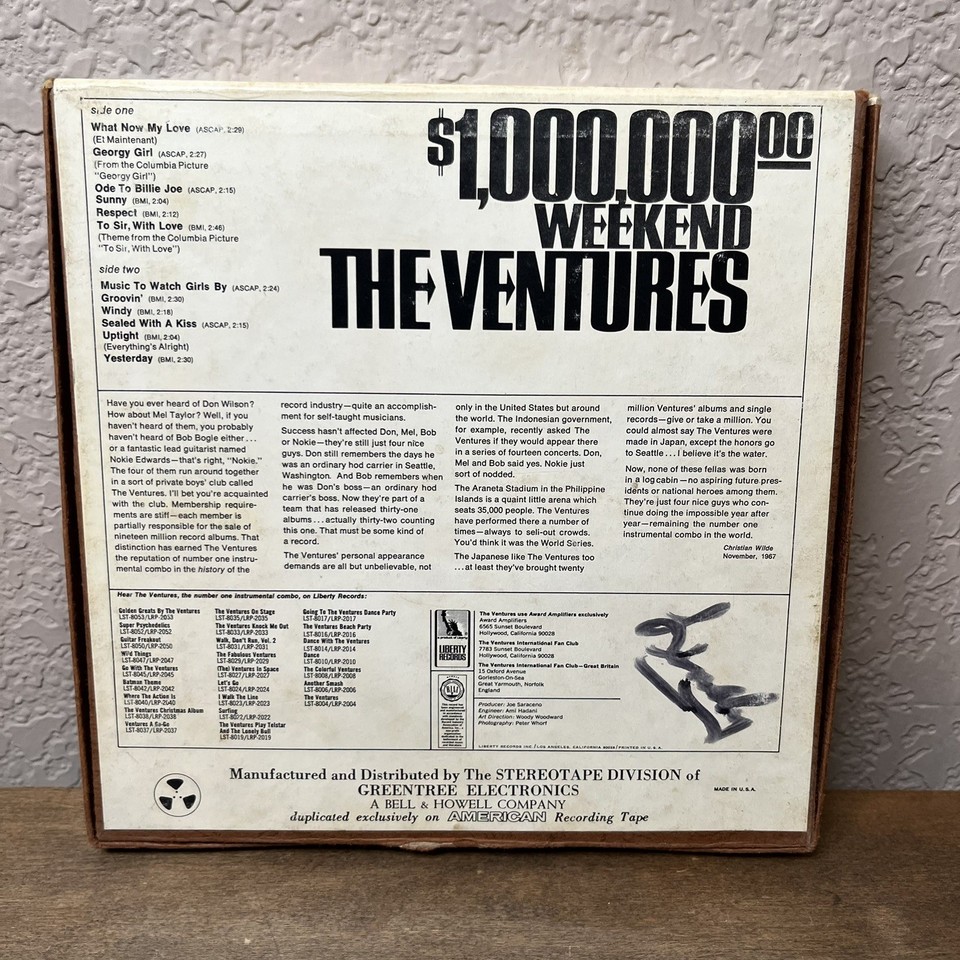 The Ventures $1,000,000 Weekend,Reel To Reel Tape 4 Track 7 ½ IPS ...