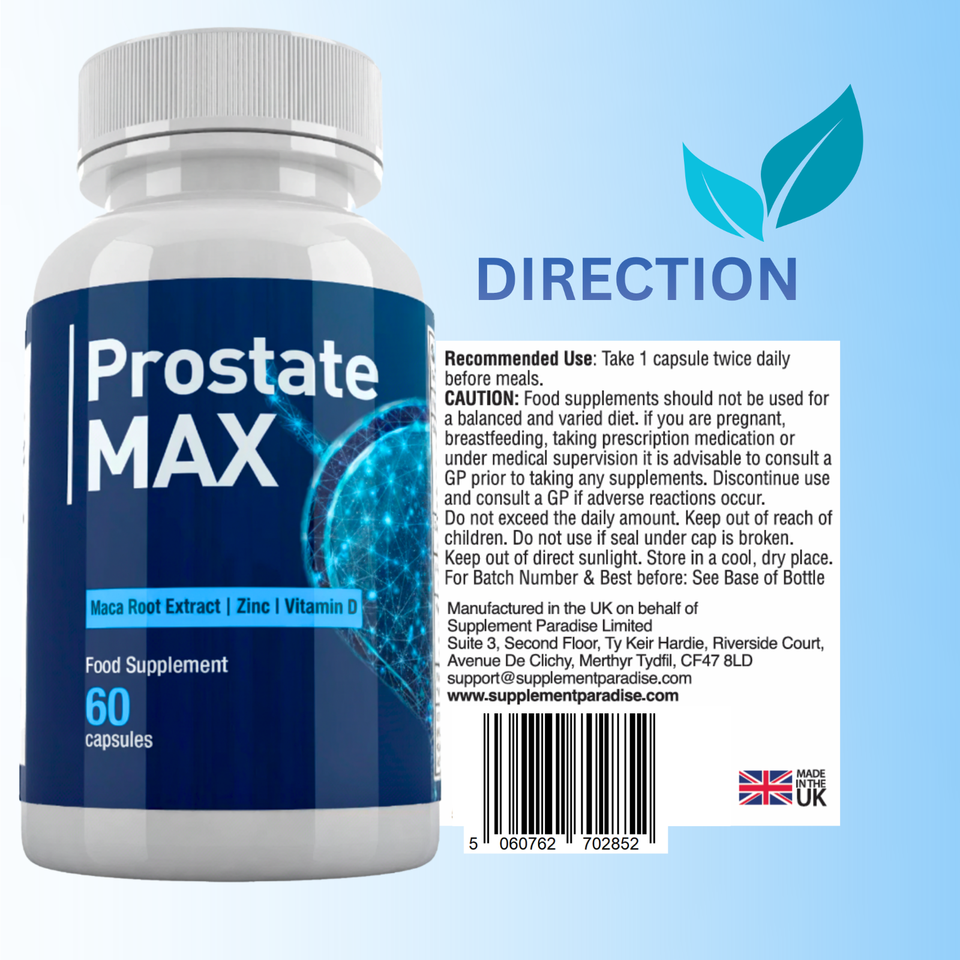 Prostate Max Food Supplement | Strength, Energy & Recovery | 60 Capsule ...