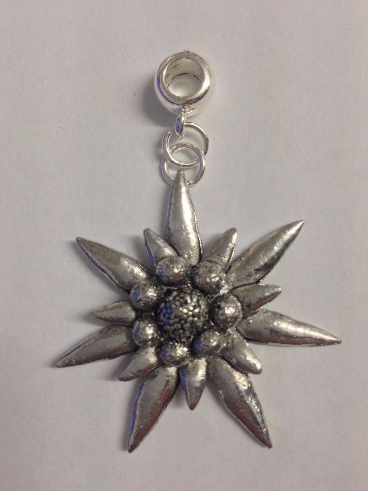 Large Edelweiss Charm with 5mm Hole to fit Pendant Charm Bracelet ...