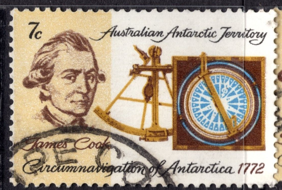 1972 AAT Australian Antarctic Territory Treaty Captain James Cook 7c ...