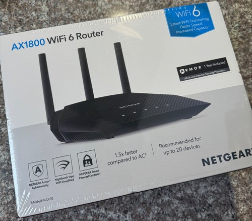 Netgear AX1800 Dual Band 4-Stream RAX10-100NAS WiFi 6 Router - NEW ...