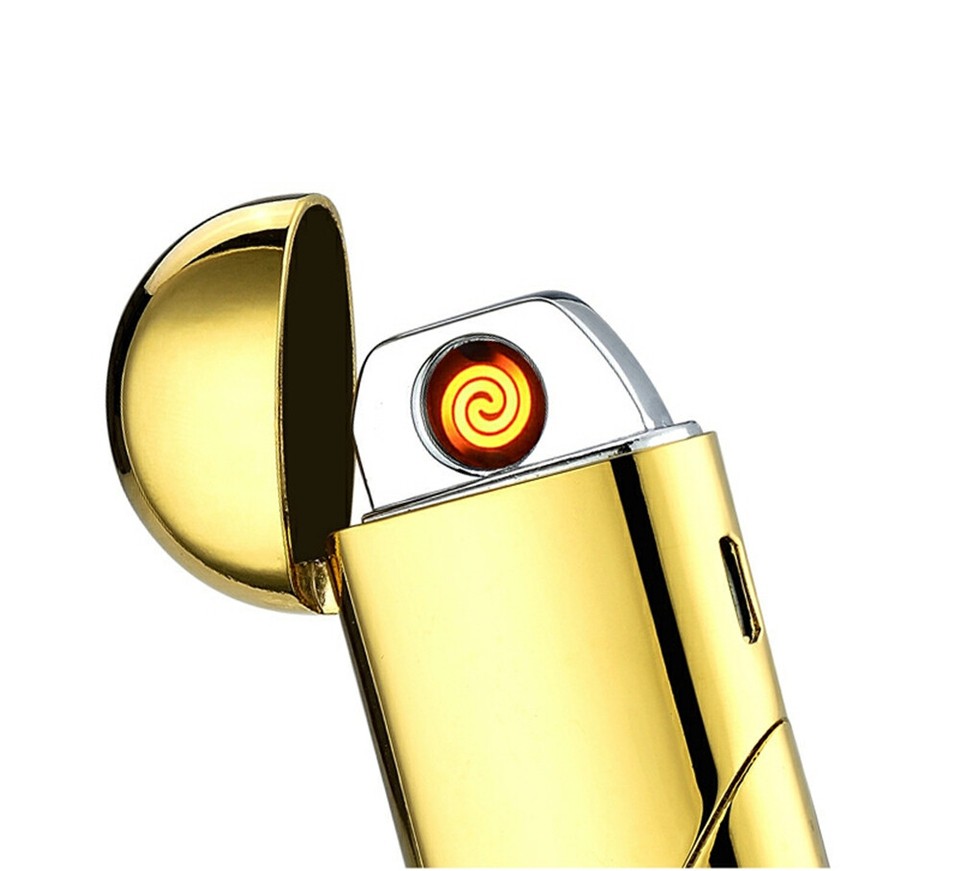 Heart Shaped Metal Lighter USB Electric Flame Windproof Butane Gas ...