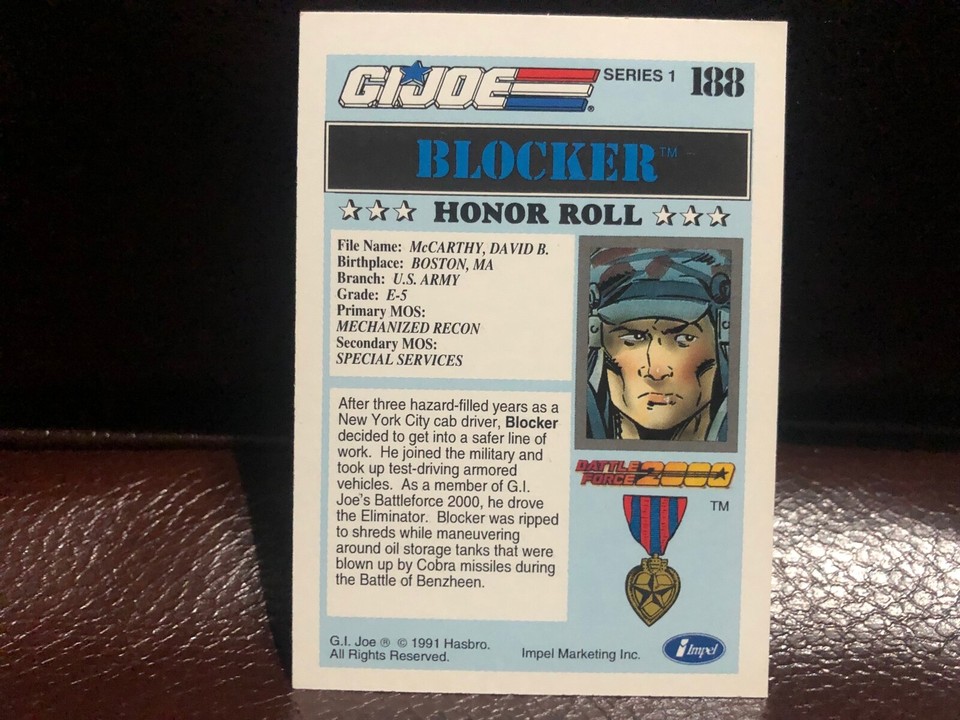 1991 GI Joe Blocker Honor Roll # 188 | eBay